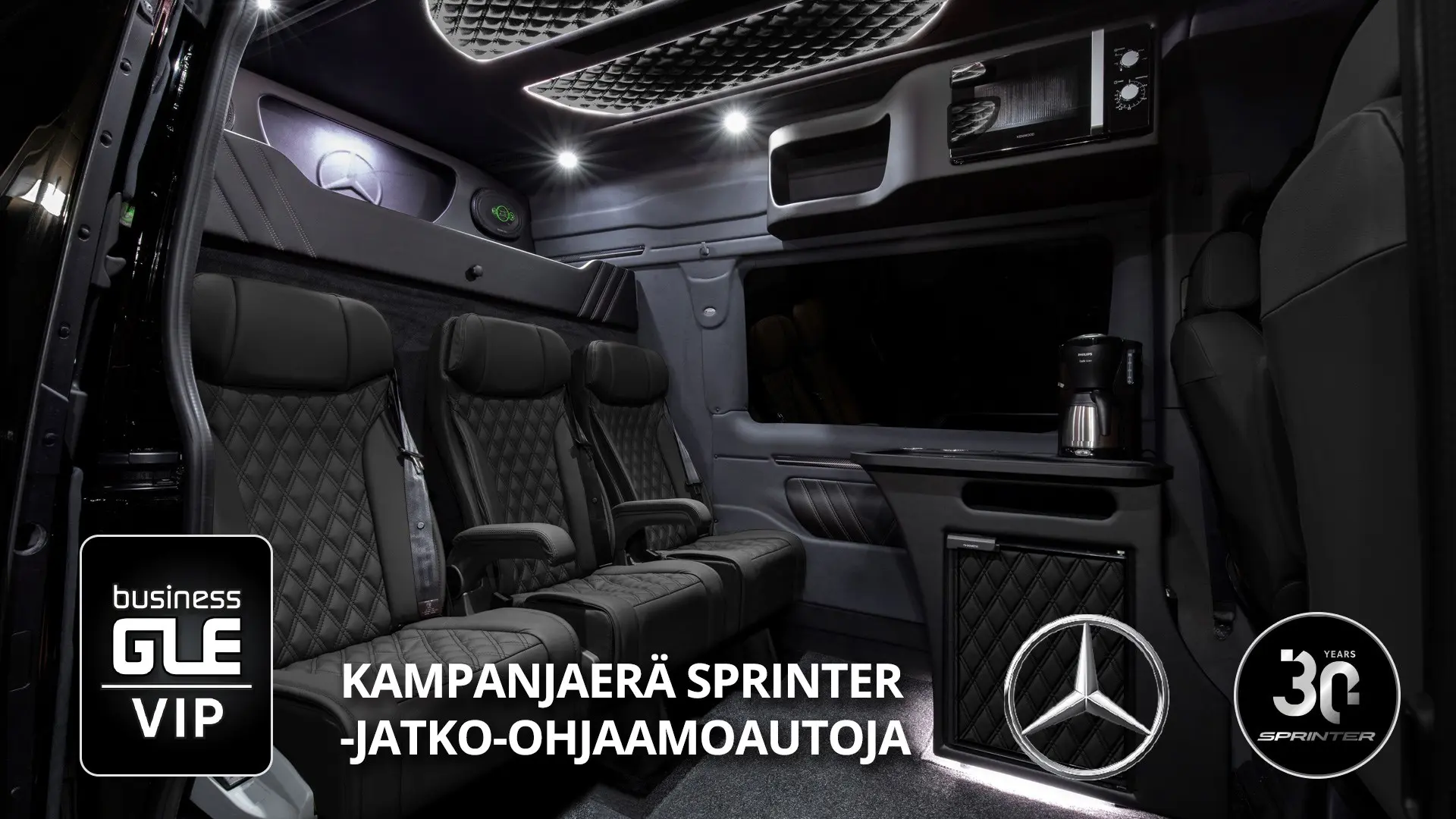 Kampanjaerä huippuvarusteltuja Sprinter Business -jatko-ohjaamoautoja ...